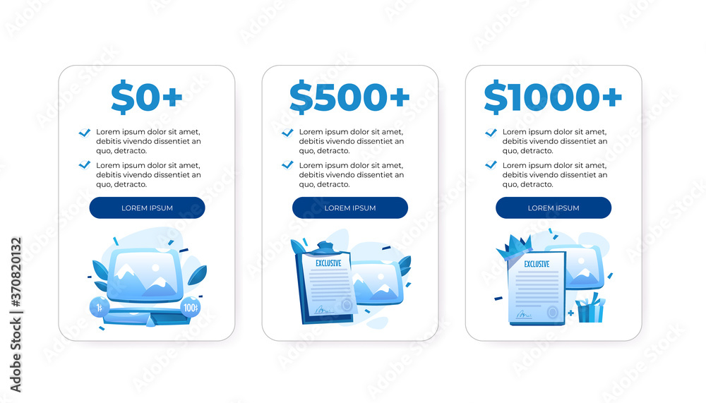Price plan table, comparison charts with cost of basic and pro service ...