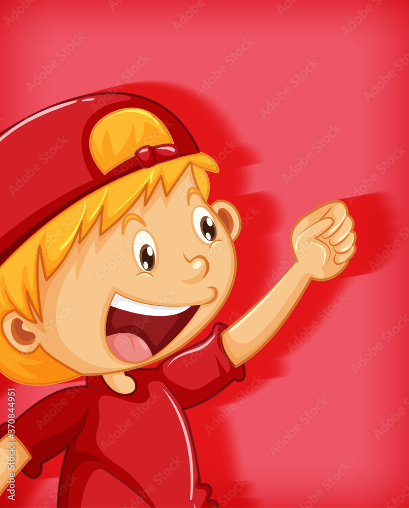 Cute boy wearing red cap with stranglehold position cartoon character ...