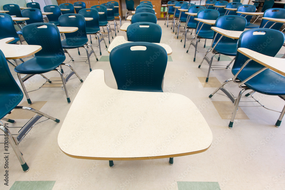 Empty School Classroom, Empty Chairs Stock Photo | Adobe Stock