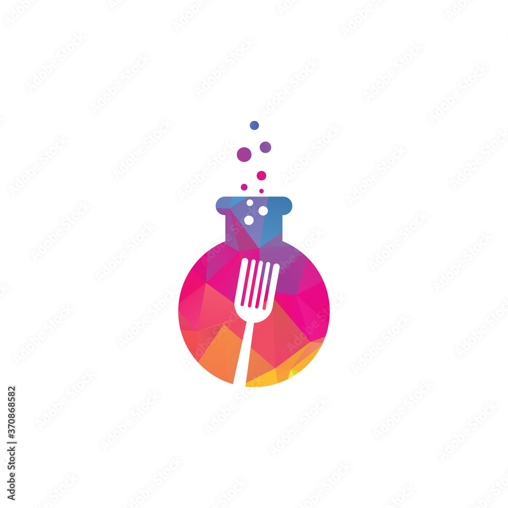 Food lab vector logo design. Lab test tube with fork and spoon. Stock ...