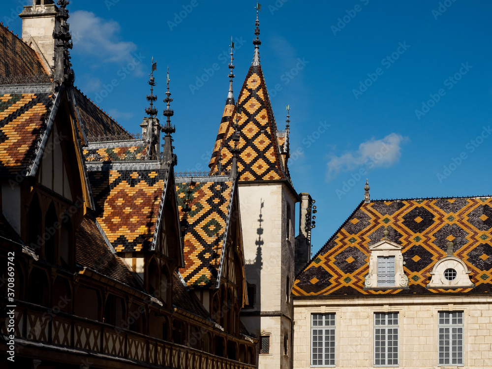 Beautiful ancient architecture of Burgundy. Streets of the city of ...
