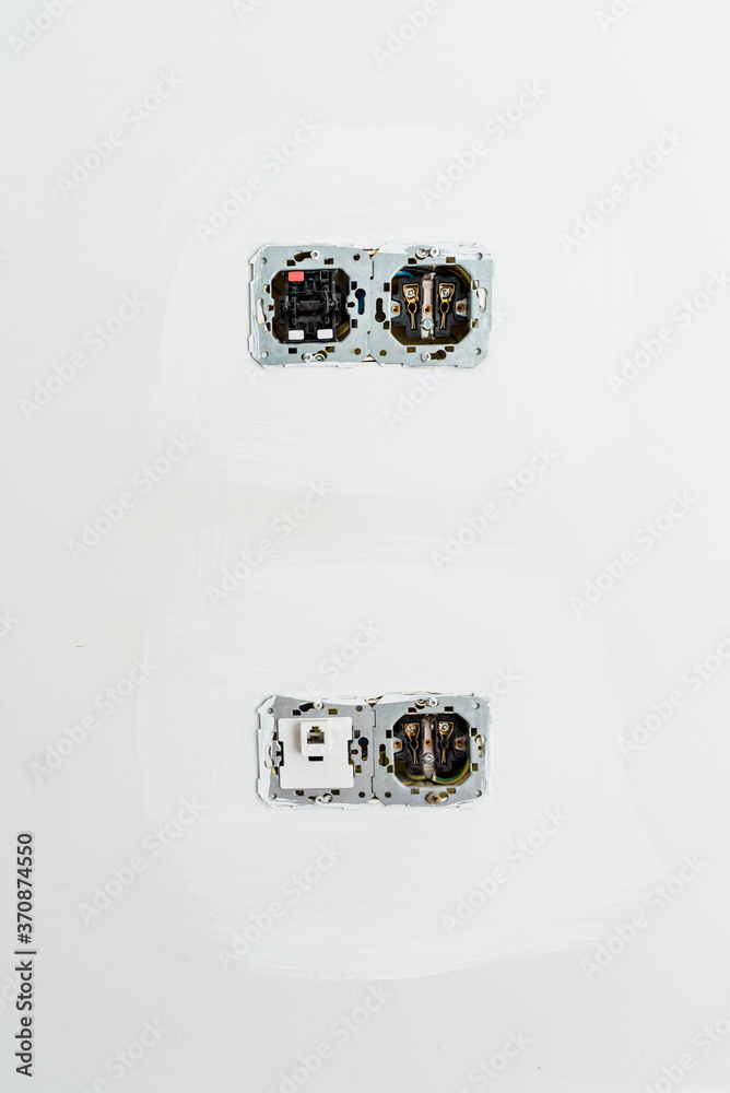 Electrical sockets and switches with the internal circuitry visible on ...