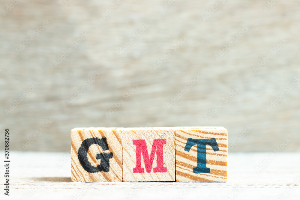 Alphabet letter in word GMT (abbreviation of Greenwich Mean Time) on ...