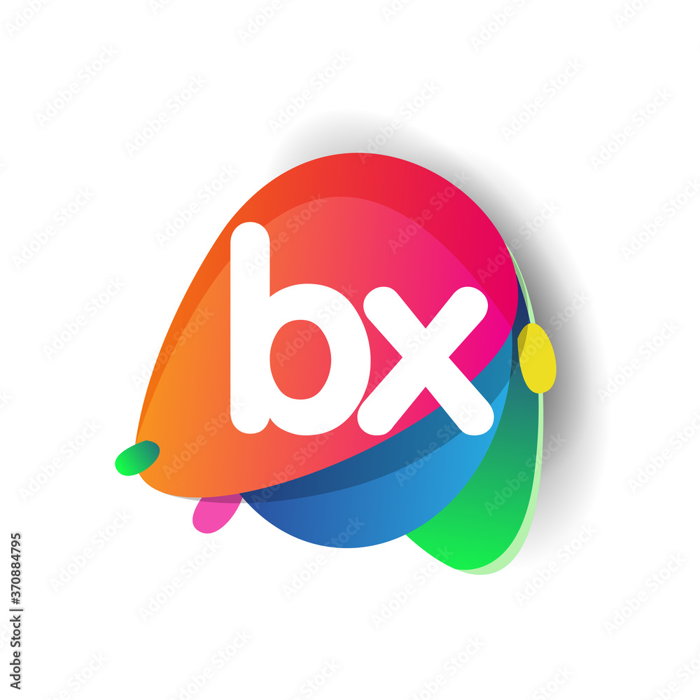Letter BX logo with colorful splash background, letter combination logo ...