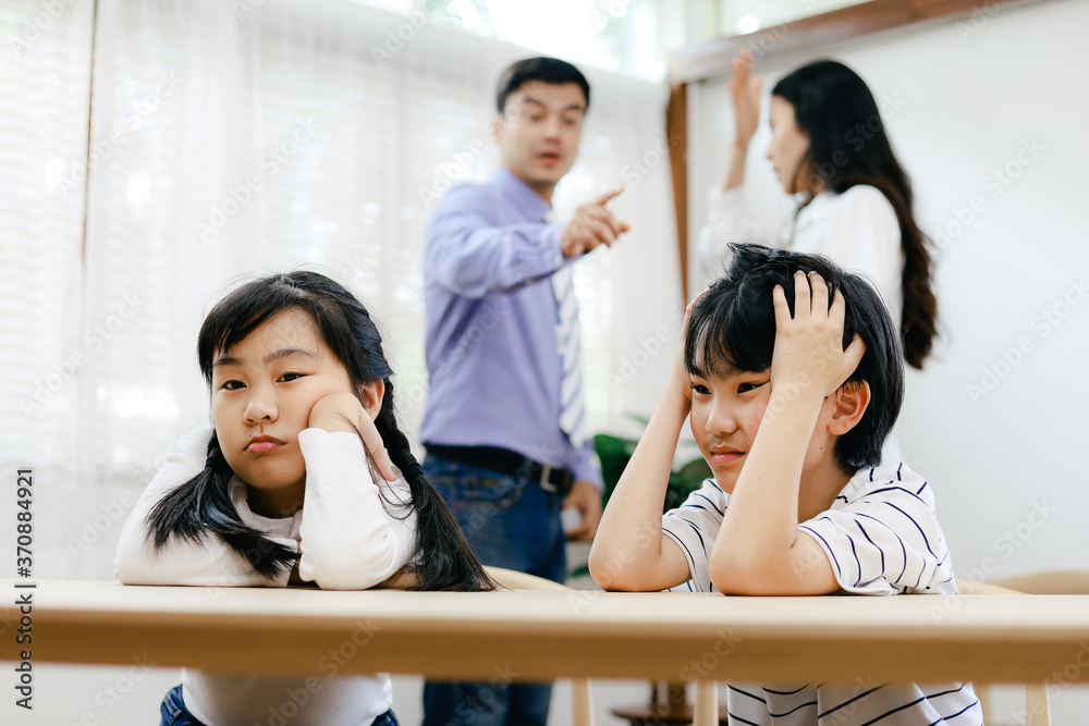 Family problems concept, father and mother quarreling in the house so ...