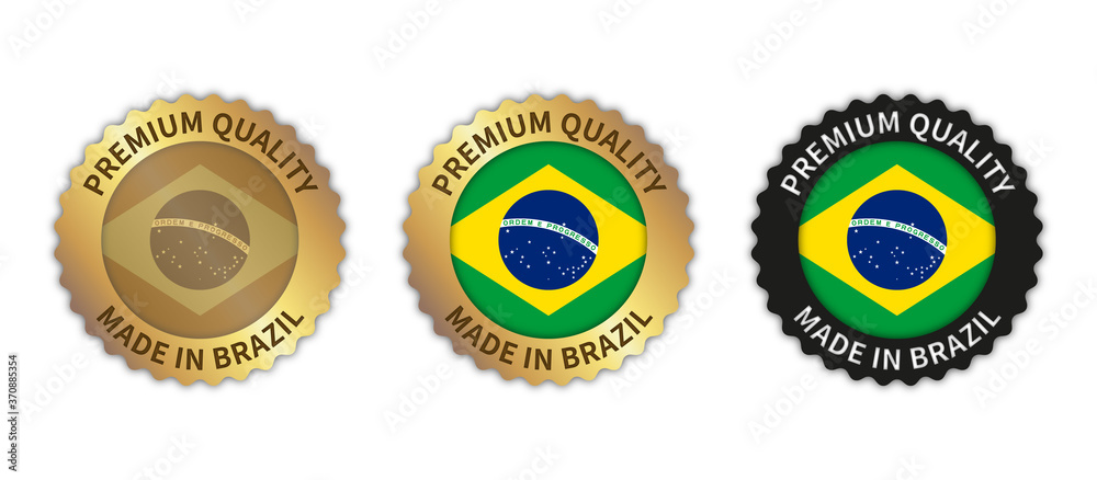 Set of 3 "Made in Brazil" vector icons. Illustration with transparent ...