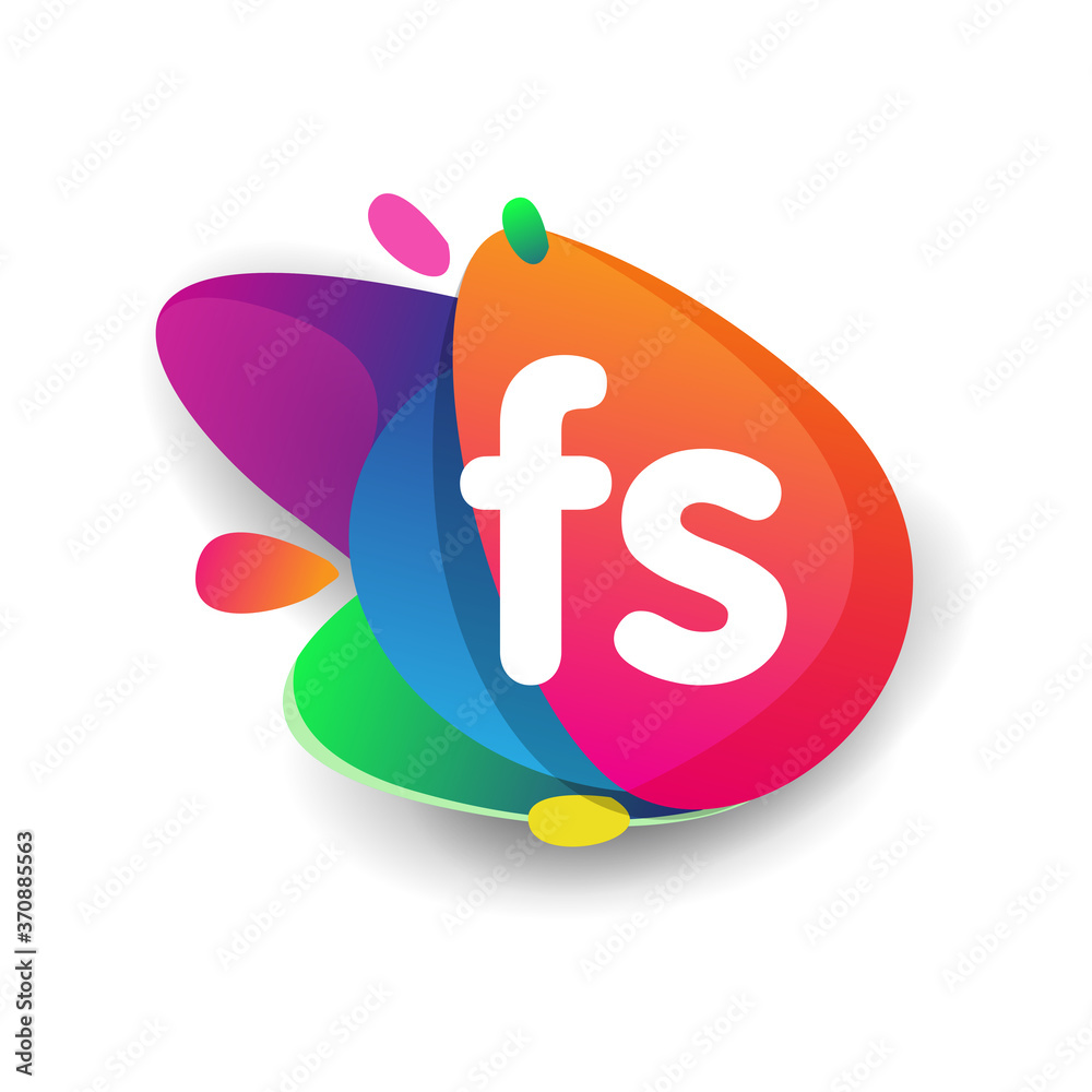 Letter FS logo with colorful splash background, letter combination logo ...