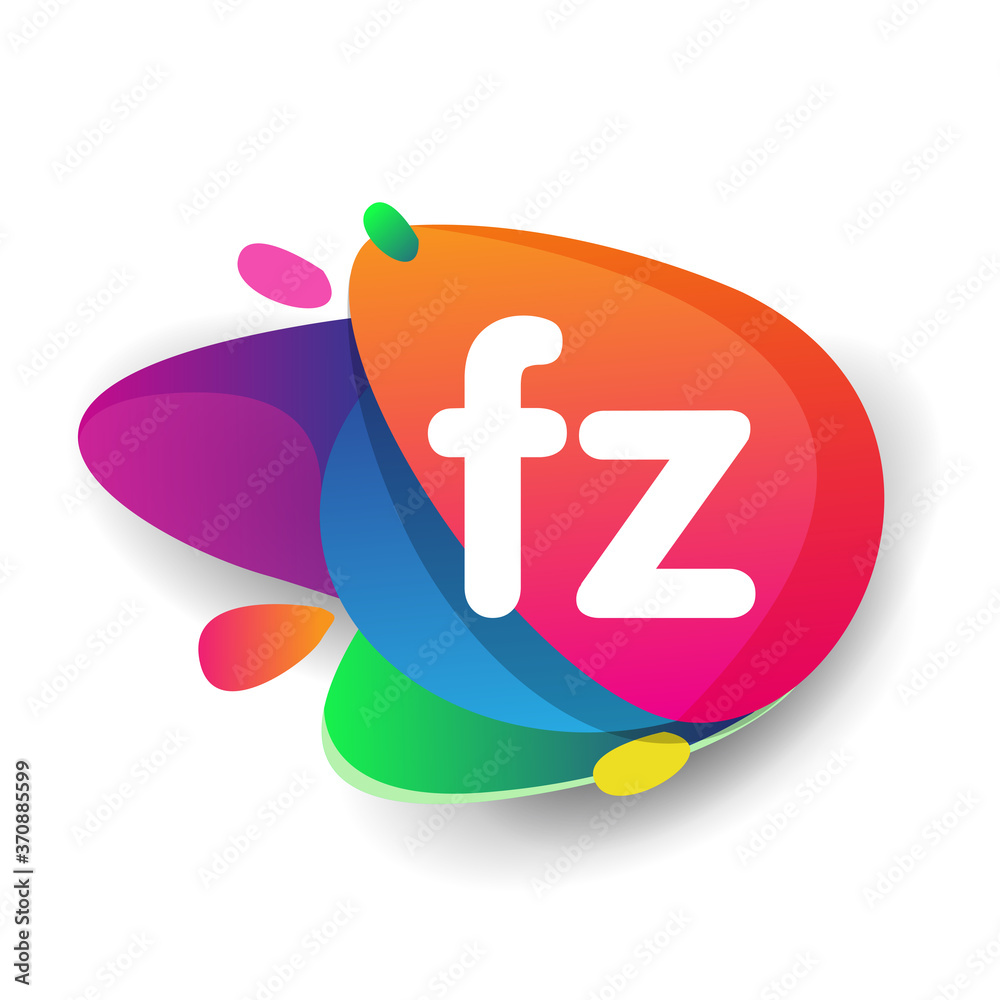 Letter FZ logo with colorful splash background, letter combination logo ...