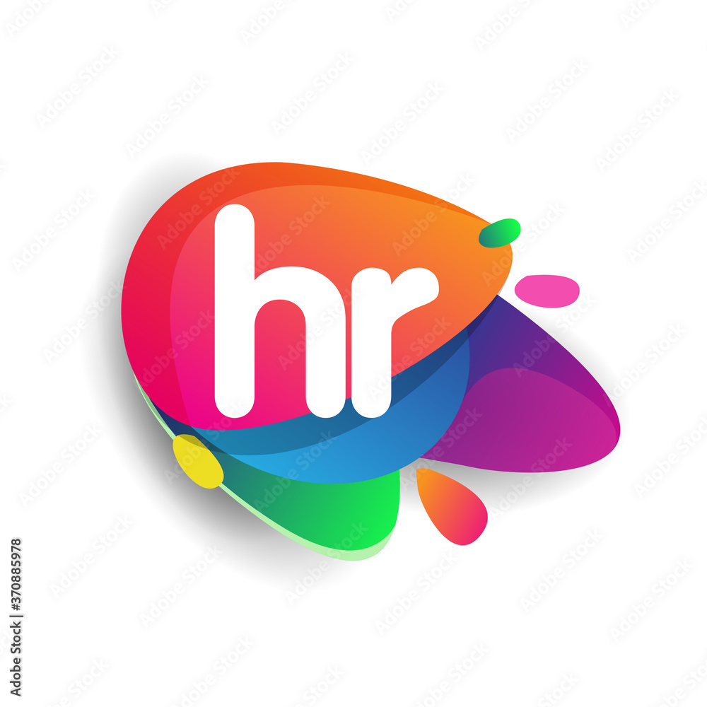 Letter HR logo with colorful splash background, letter combination logo ...