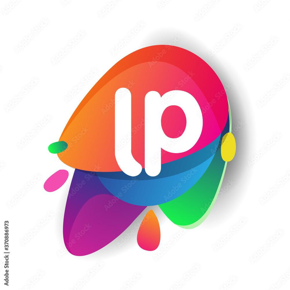 Letter LP logo with colorful splash background, letter combination logo ...
