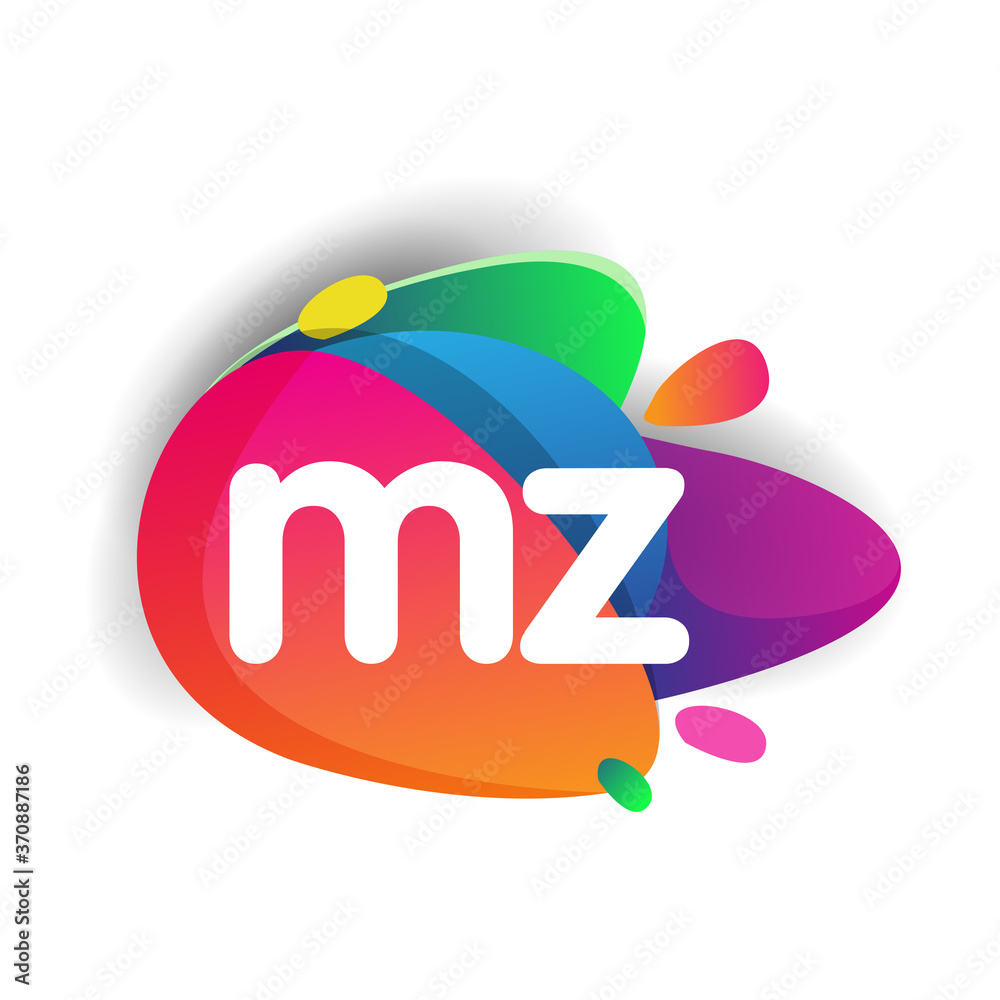 Letter MZ logo with colorful splash background, letter combination logo ...