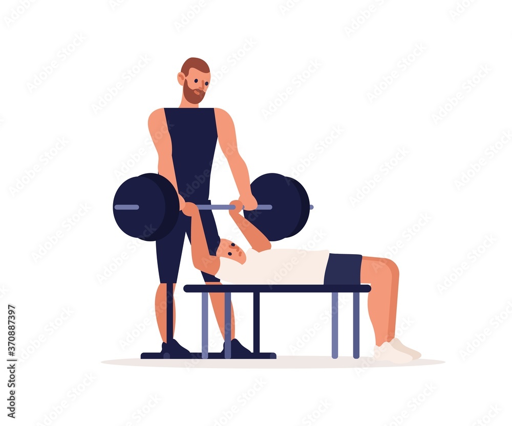 Personal sport trainer, coach man. Training sportsman, bodybuilding ...
