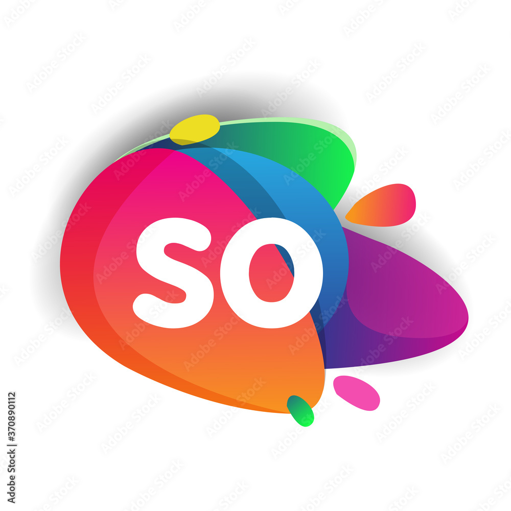Letter SO logo with colorful splash background, letter combination logo ...