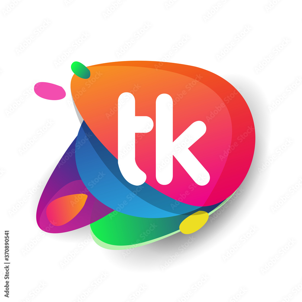 Letter TK logo with colorful splash background, letter combination logo ...