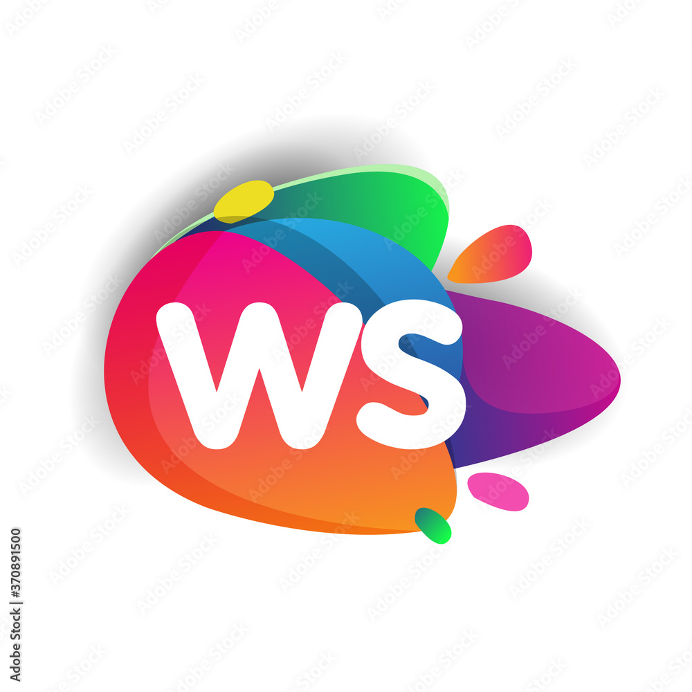 Letter WS logo with colorful splash background, letter combination logo ...