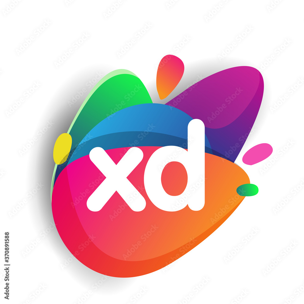 Letter XD logo with colorful splash background, letter combination logo ...