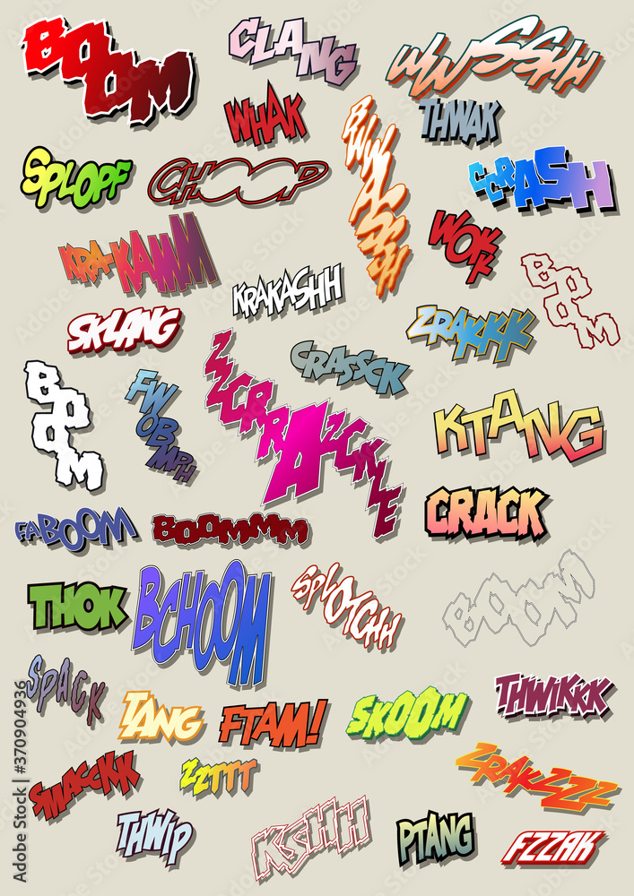 Comic Book Illustrations Style Onomatopoeia Words, Sound Effects for ...