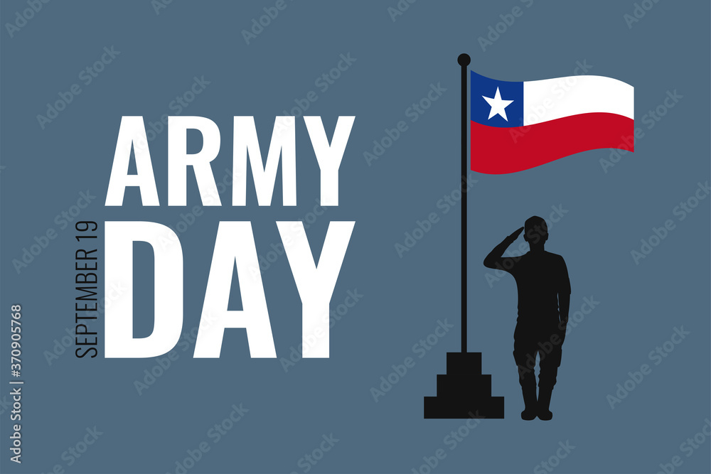 Chile Army day greeting card template. Chile flag with soldier ...