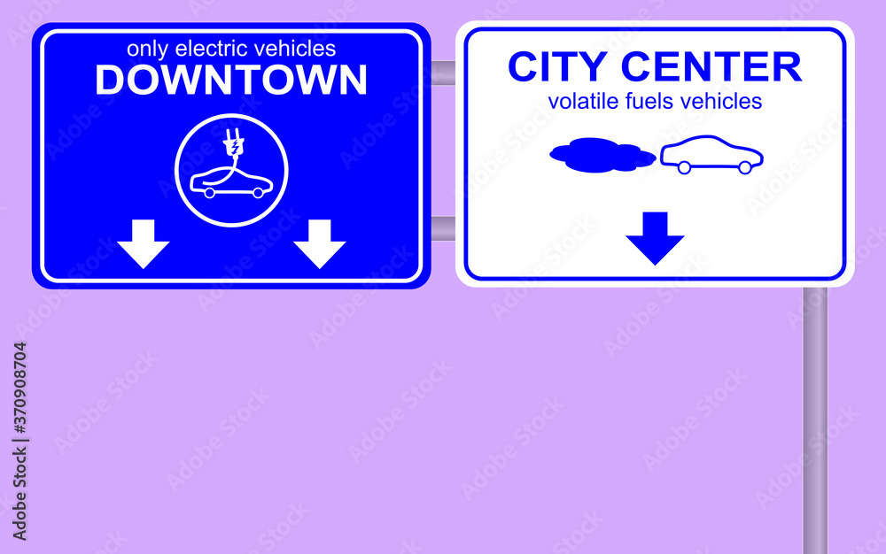 Access to the urban center only allowed for electric vehicles. Traffic ...