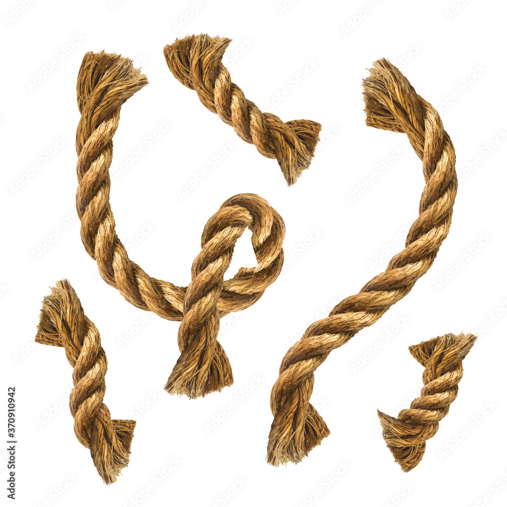 Rope frame set. Vector illustration. White background Stock Vector ...