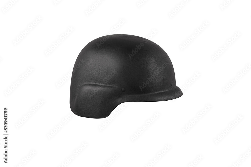 Modern black safety helmet isolate on a white bac. Military Soldier ...