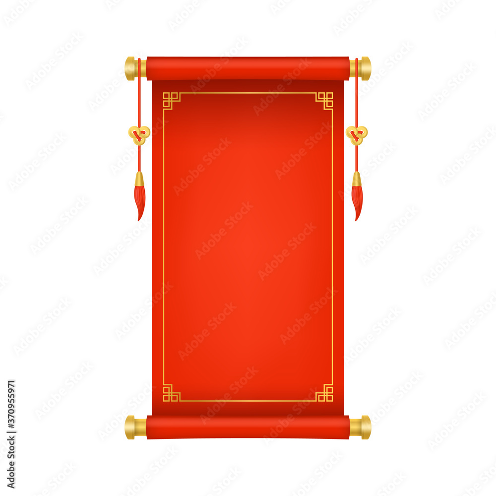 Realistic 3d Detailed Red Chinese Scroll. Vector Stock Vector | Adobe Stock