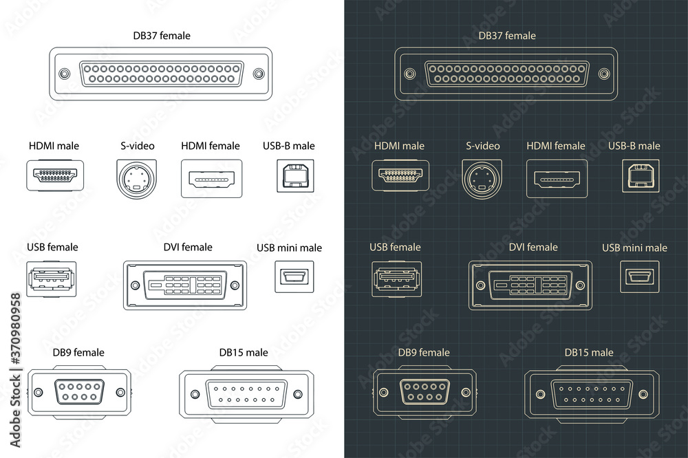 Interface Plug and sockets drawing Stock Vector | Adobe Stock