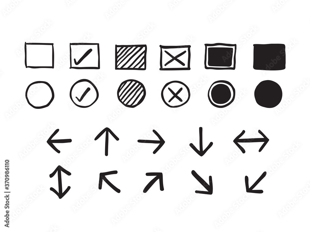 isolated black childish hand drawn bullet symbols element for journal ...