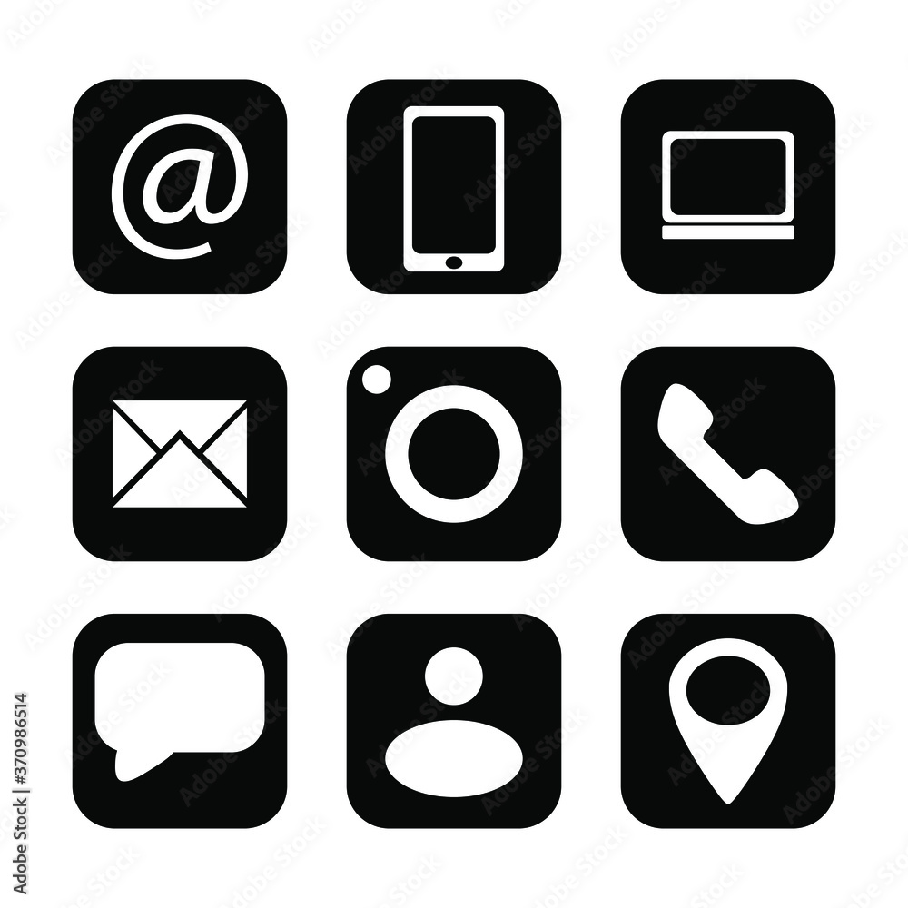 Set of flat black icons. Signs for business and interface design ...