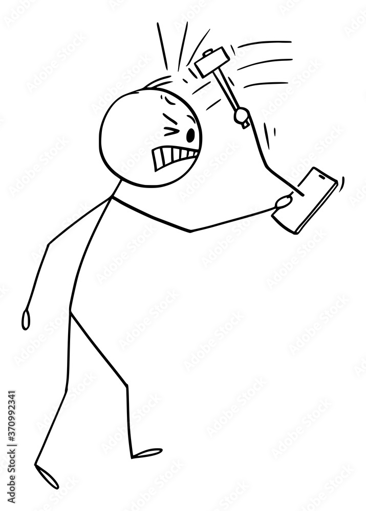 Vector cartoon stick figure drawing conceptual illustration of man or ...