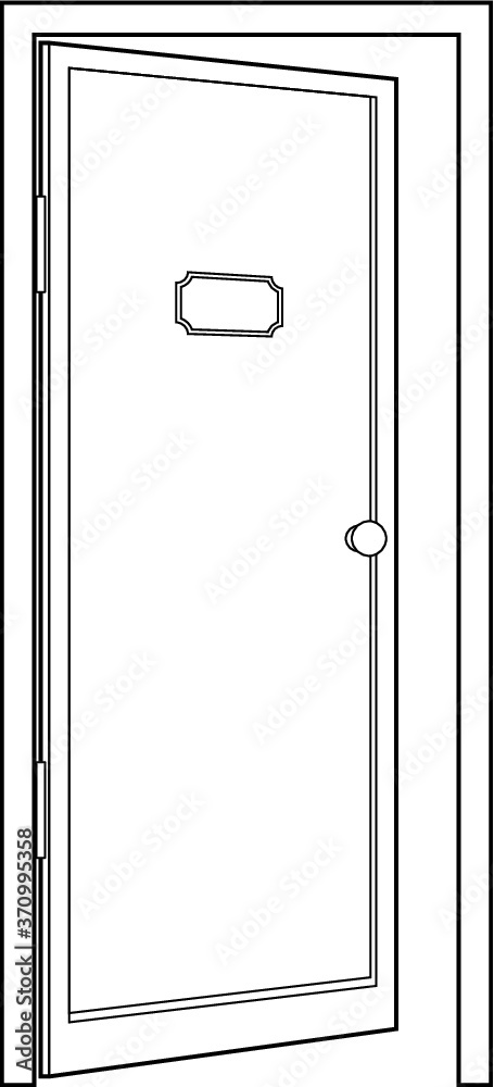 A vector line art illustration of an open door Stock Vector | Adobe Stock