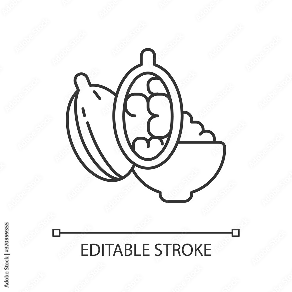 Cardamom linear icon. Green cardamon pods. Exotic spice. Traditional ...