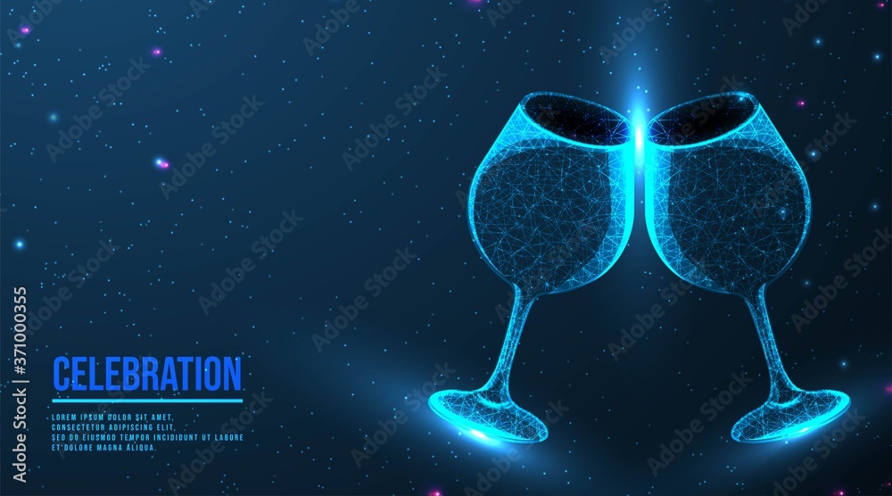 clink glasses with wine after toast. Celebration concept. abstract low ...