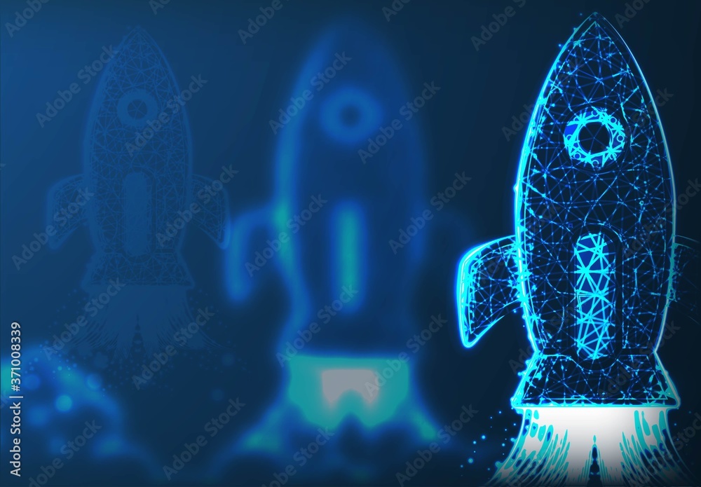 Rocket launch. Business startup concept, Low poly style design ...