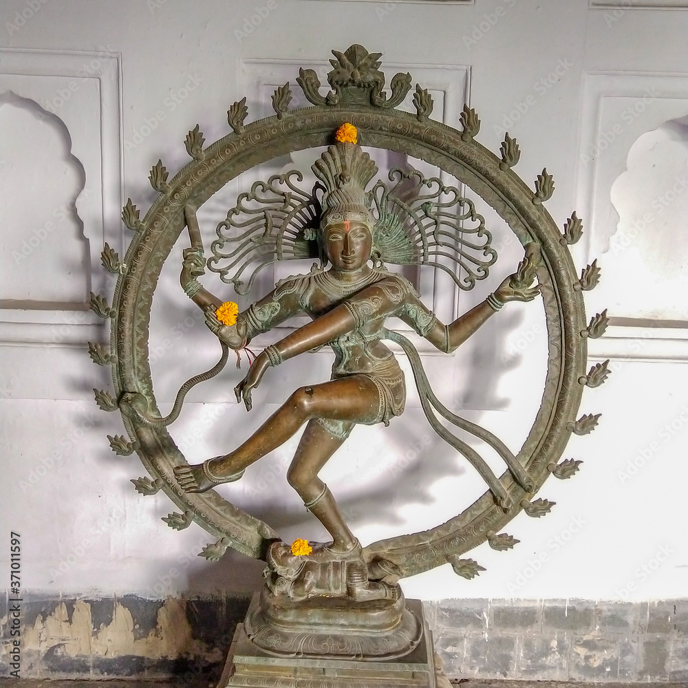 Ancient metal statue of the lord of dance Nataraja. Nataraja is a ...