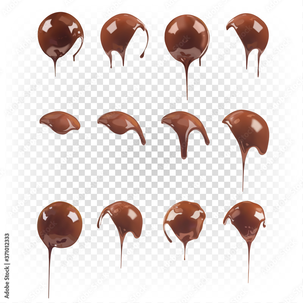 Big set of chocolate round shapes isolated on white transparent ...