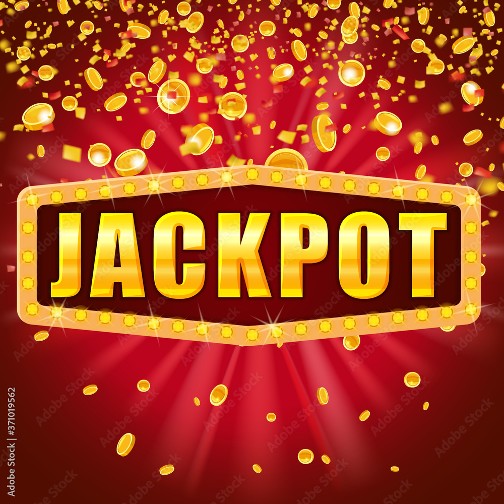 Jackpot Winner banner shining retro sign illuminated by spotlights ...