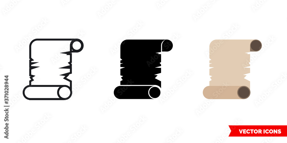 Papirus icon of 3 types color, black and white, outline. Isolated ...