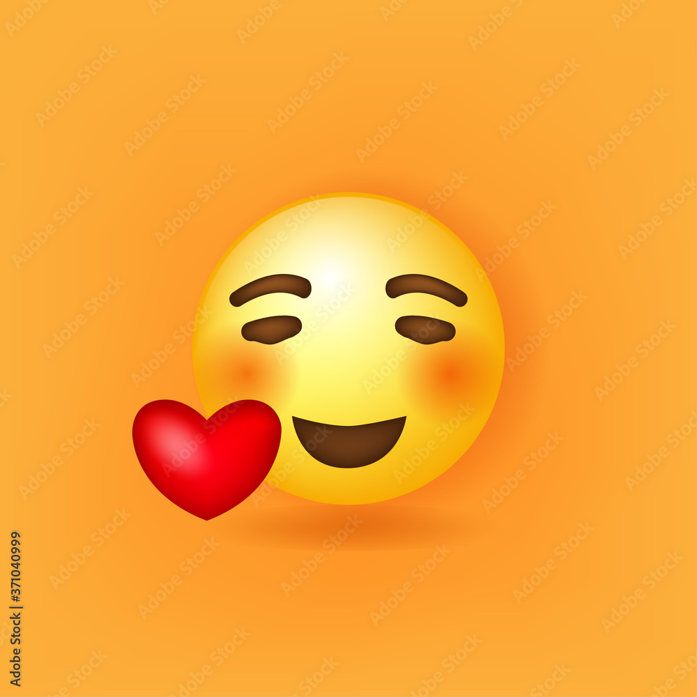 Smiling Face emoji with Heart Vector Stock Vector | Adobe Stock