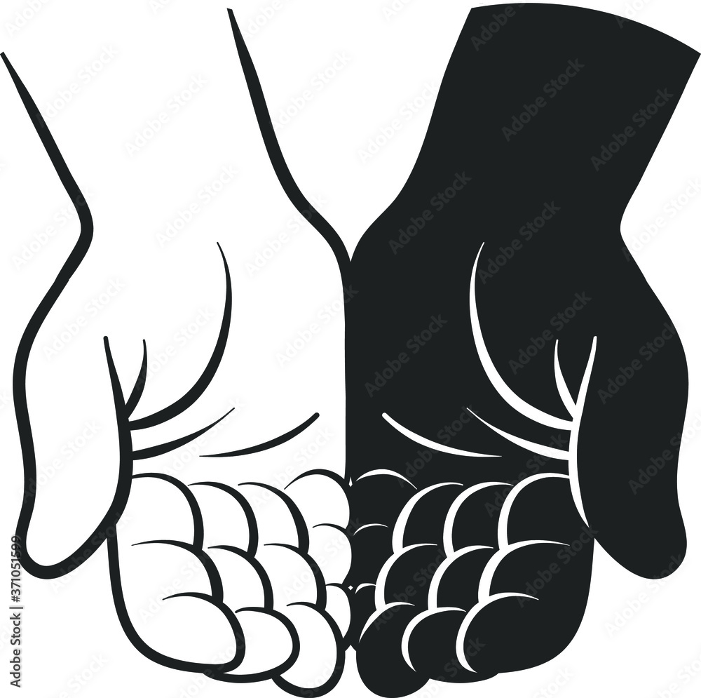 Two open empty hands black and white inside. Hands concept of receive ...