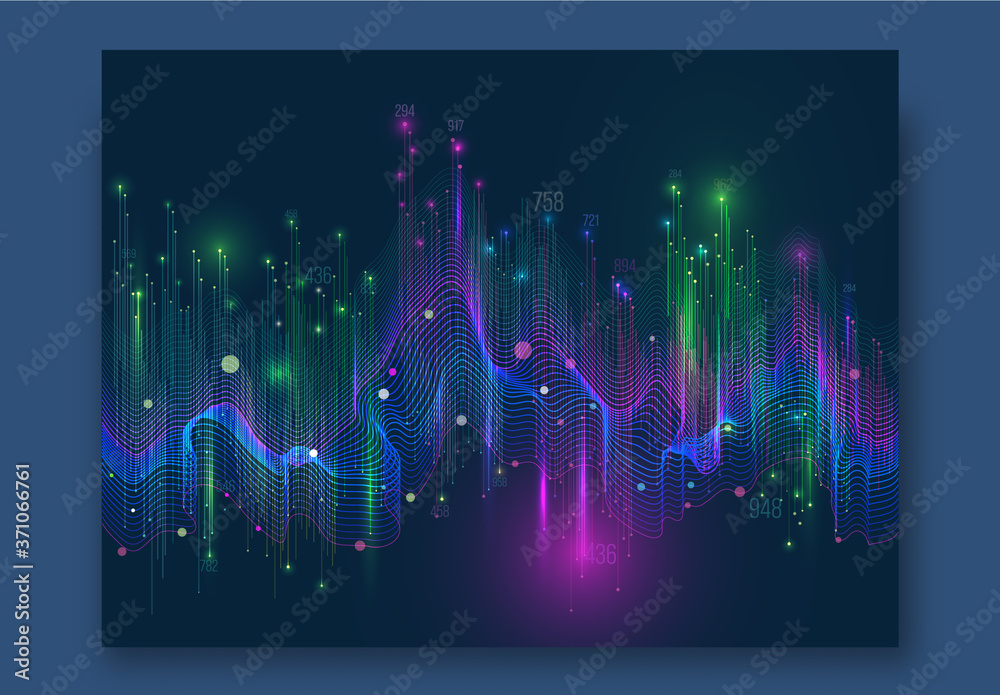 Colorful Shiny Waves Hi-Tech Digital Network Concept Stock Template ...