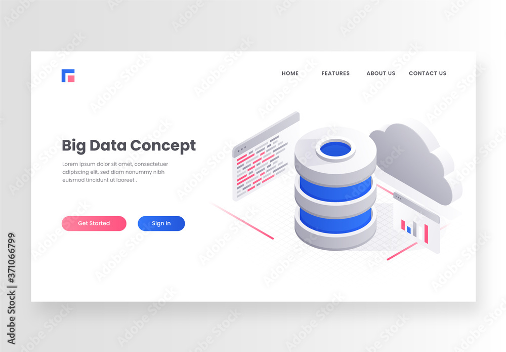 Website Hero Image Layout with Big Data Concept Stock Template | Adobe ...
