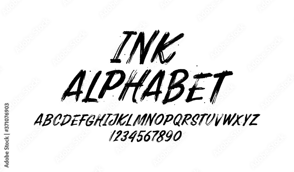 Vector hand drawn alphabet. Brush painted letters. Handwritten script ...