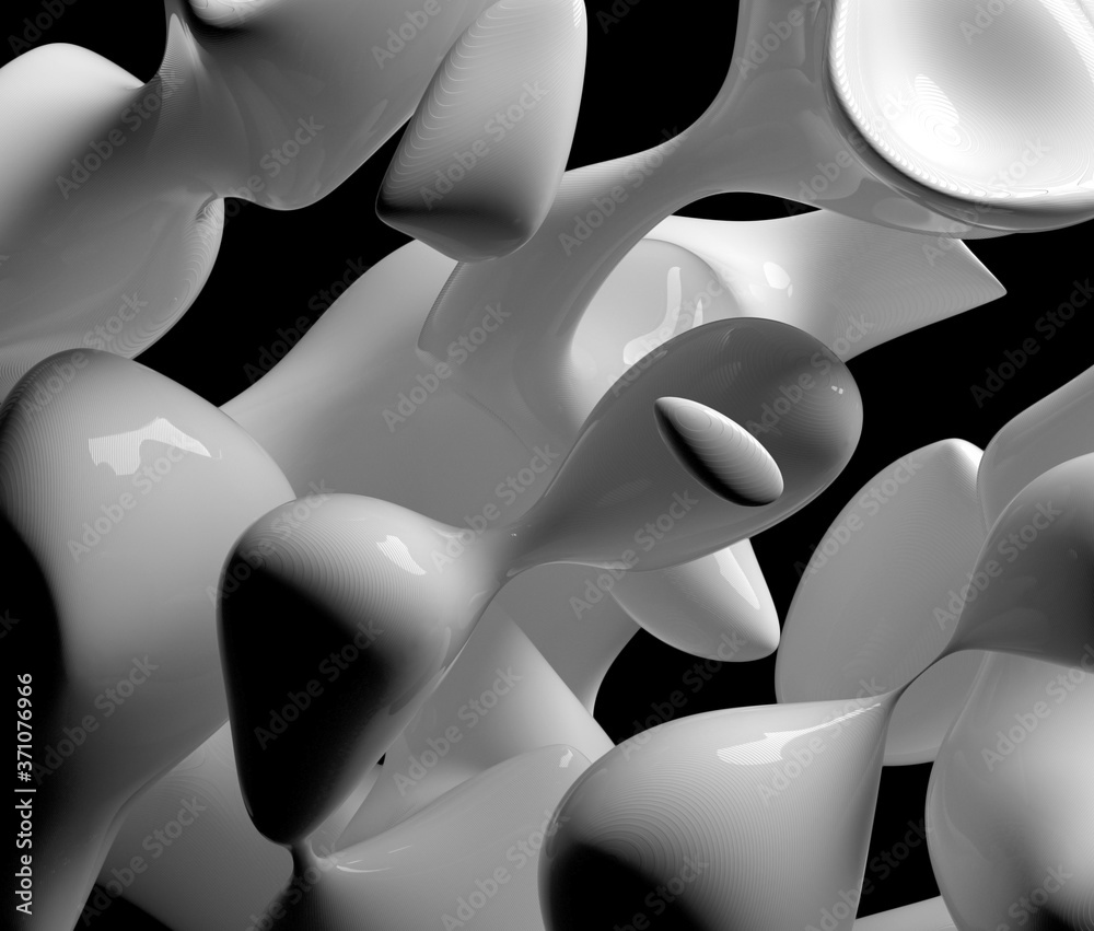 3d render of abstract monochrome black and white 3d background with ...