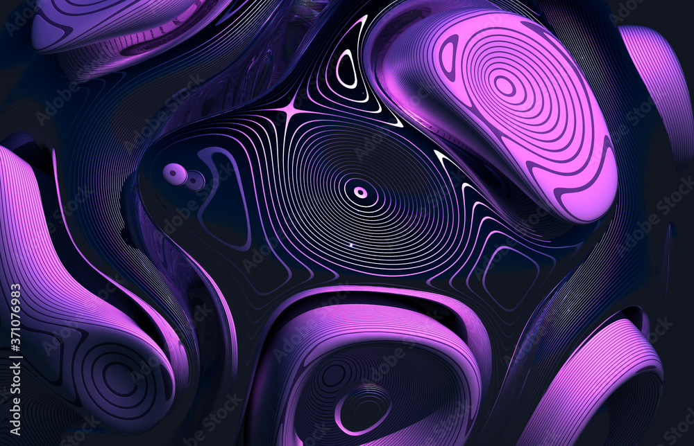3d render of abstract art of surreal 3d background with part of exotic ...