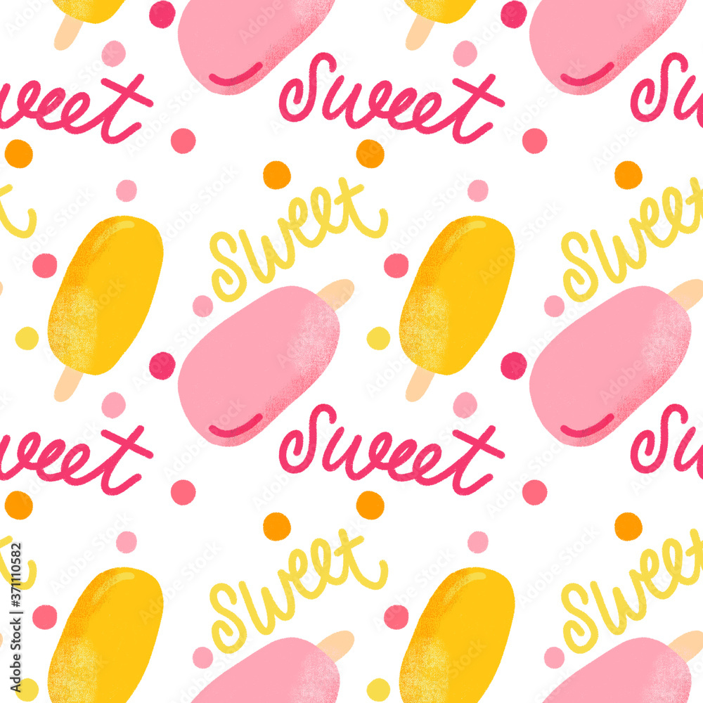 Repeating pattern of ice cream in vibrant colors - summer treat Stock ...