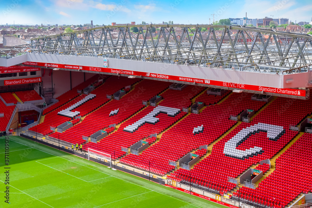 Liverpool, United Kingdom - May 17 2018: Anfield stadium, the home ...