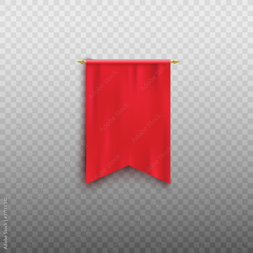 Realistic red pennant flag mockup isolated on transparent background ...