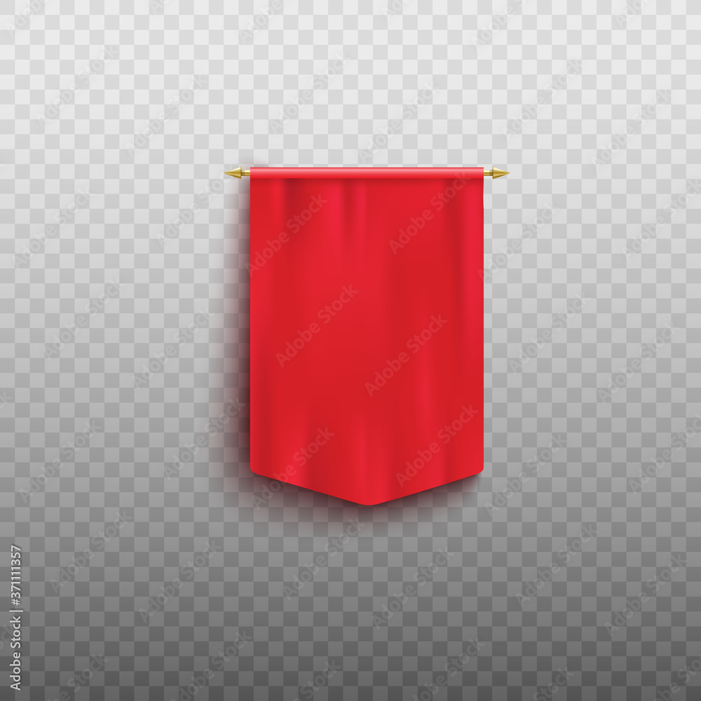 Silk red medieval banner on golden pole - realistic blank pennant flag ...