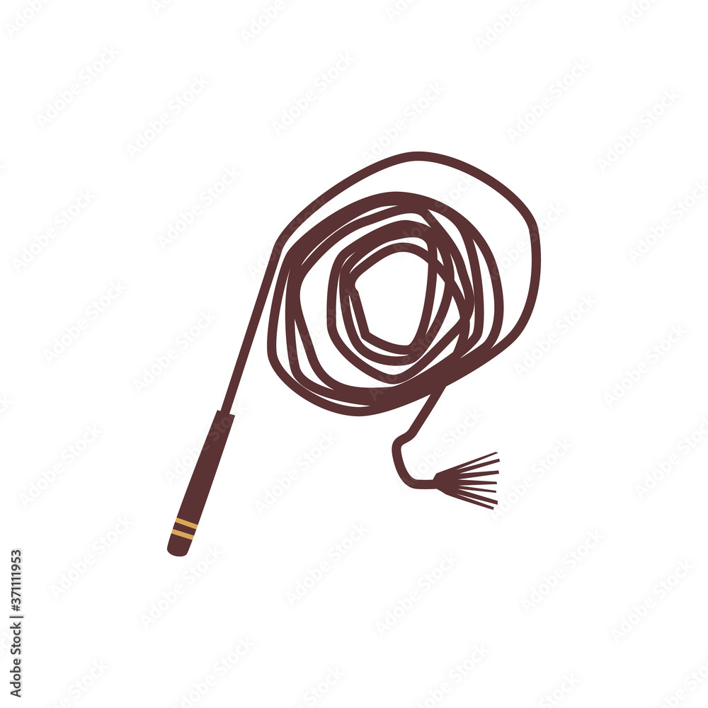 Brown cowboy leather whip isolated on white background - vector ...